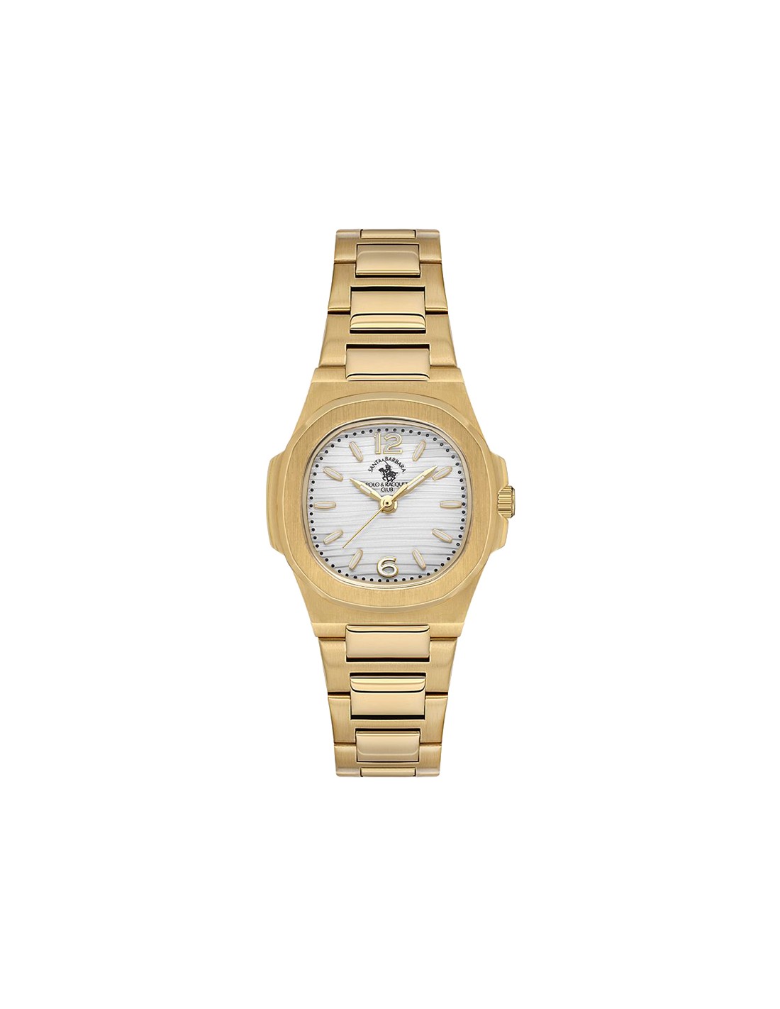 Santa Barbara Polo Square Sport White Dial Women's Watch Gold
